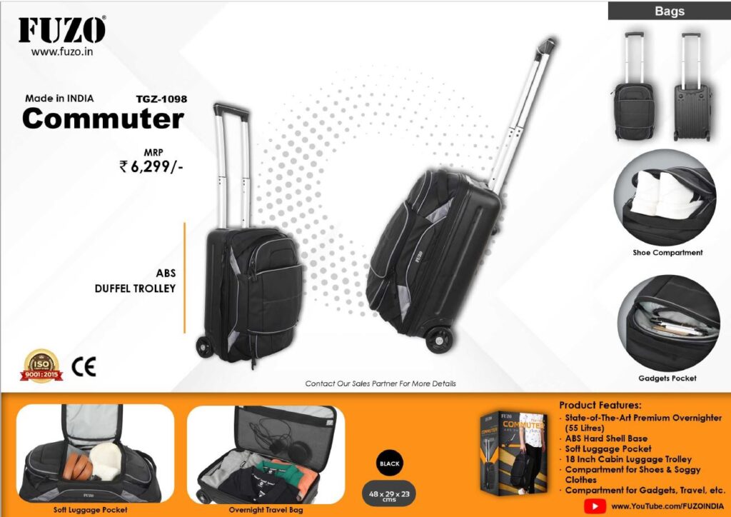 Fuzo Commuter Duffel Trolley Bag as Corporate Gifts in Bangalore